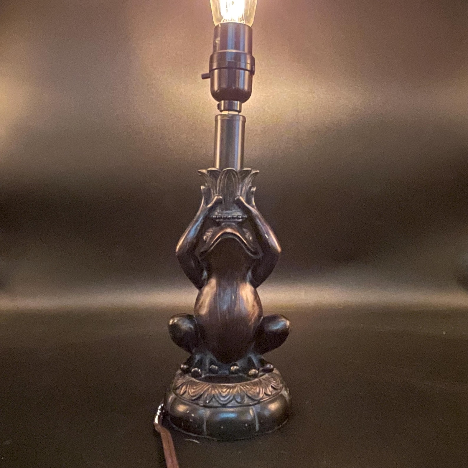 Vintage Frog Lamp 13” Tall | Resin Base With Lotus Design | Whimsical ...