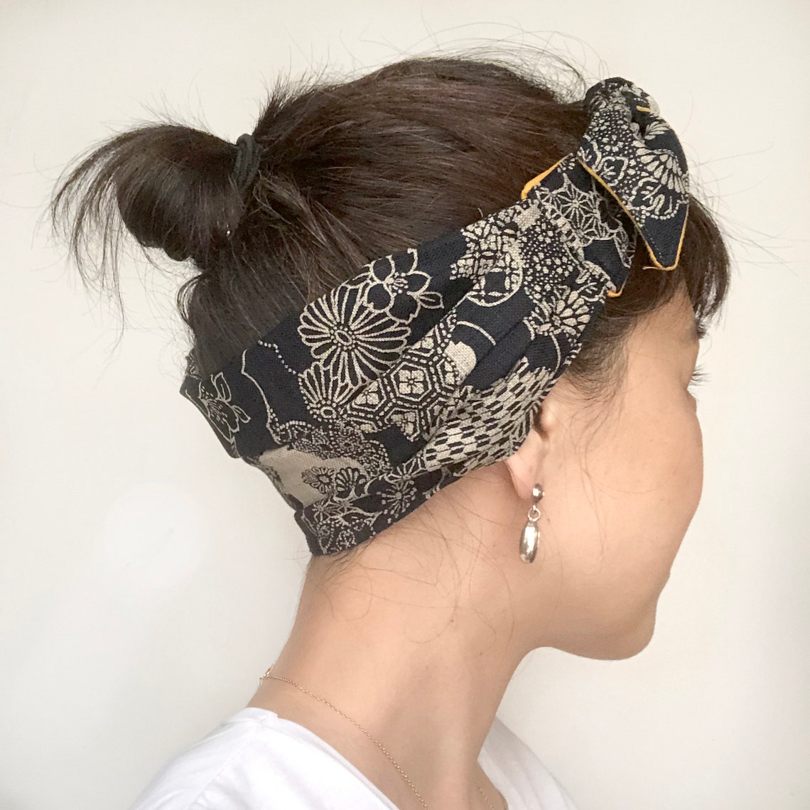 Head Scarf Floral Japanese Fabric Chemo Scarf Chef Hat - Etsy