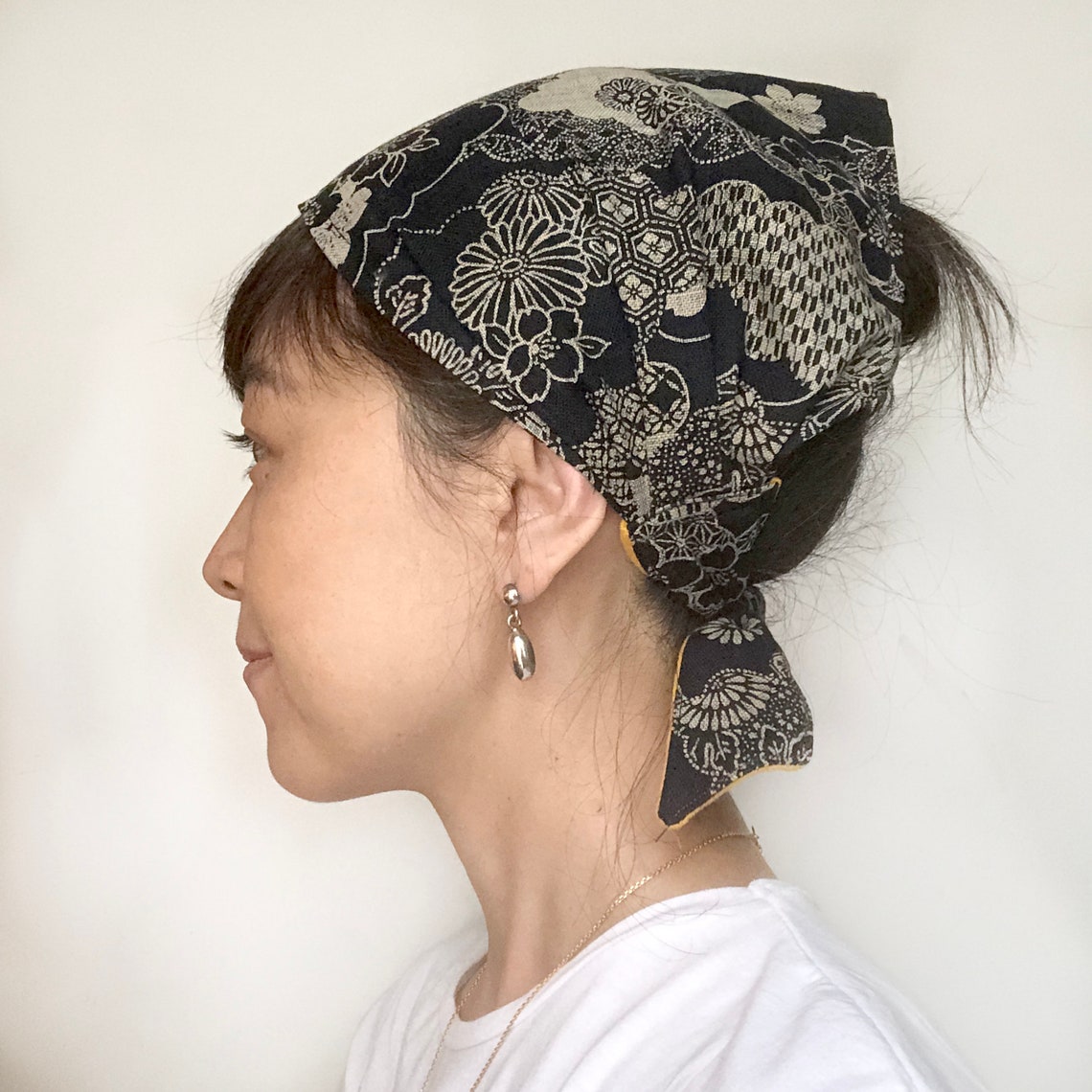 Head Scarf Floral Japanese Fabric Chemo Scarf Chef Hat - Etsy