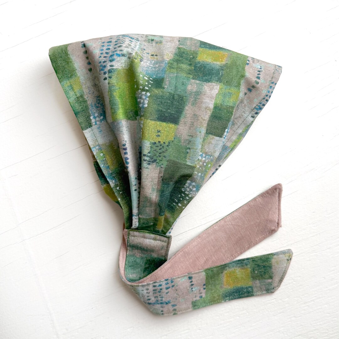 Green Cotton Tie Headband: Chef Scarf, Summer Headband - Etsy
