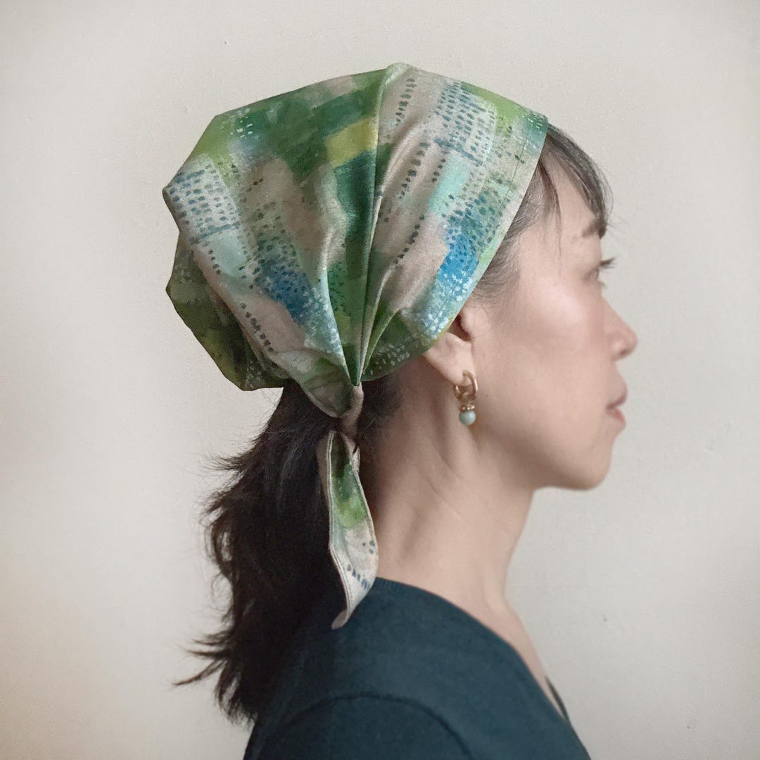 Cotton Head Covering Scarf: Green Sand Chef Scarf - Etsy