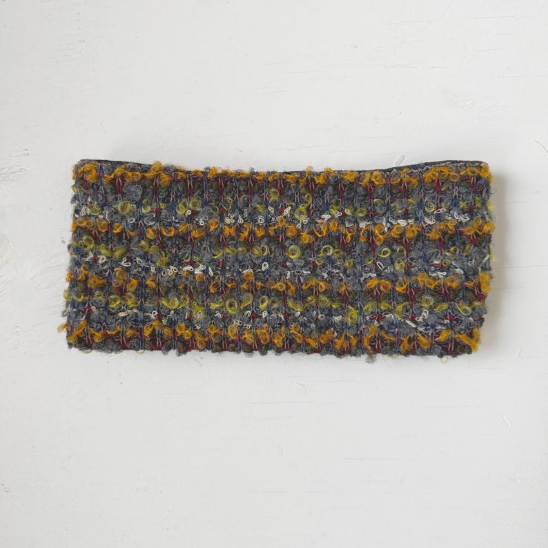 Wool Blend Winter Headband, Gray Yellow, Lined Ear Warmer - Etsy