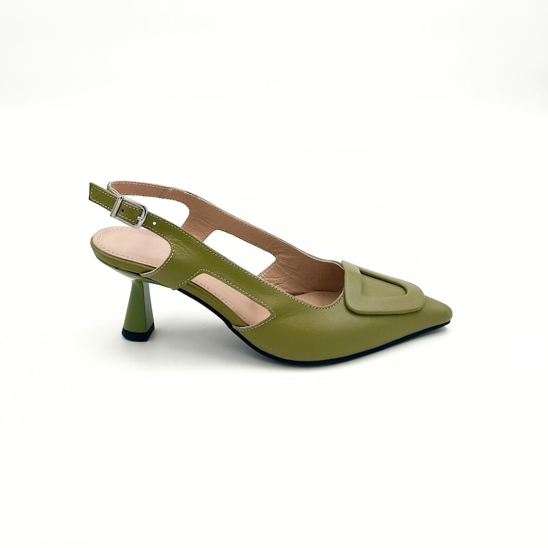 Kitten Heels Green Pump - Etsy