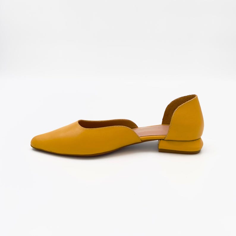 Handmade Mustard Yellow Leather D'orsay Flats – Bold & Elegant - Etsy