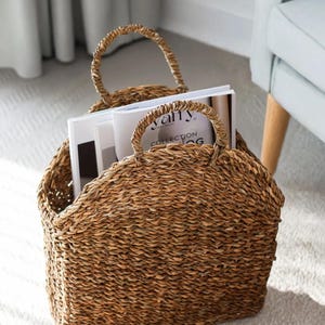 Handmade Wicker Magazine Holder: Scandinavian Book Organizer - Etsy