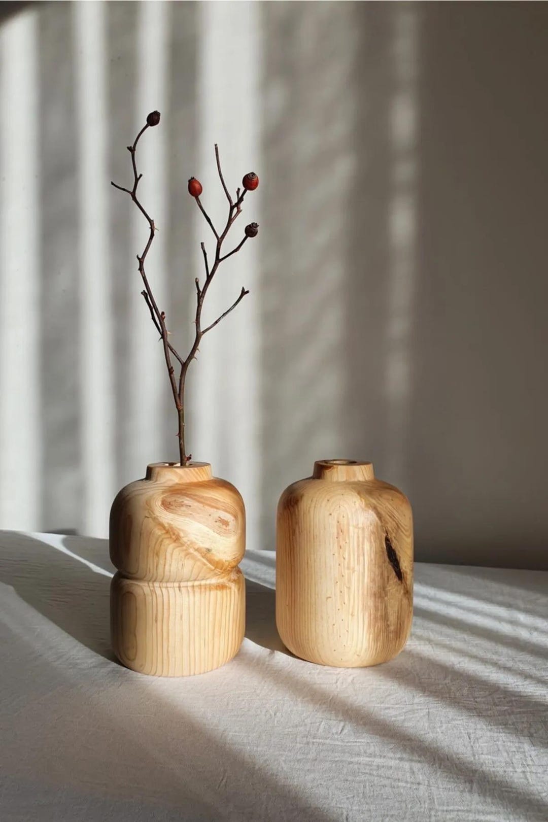 Wood Vase, Scandinavian Vase, Set of 2 Wood Vases, Decorative Vase ...