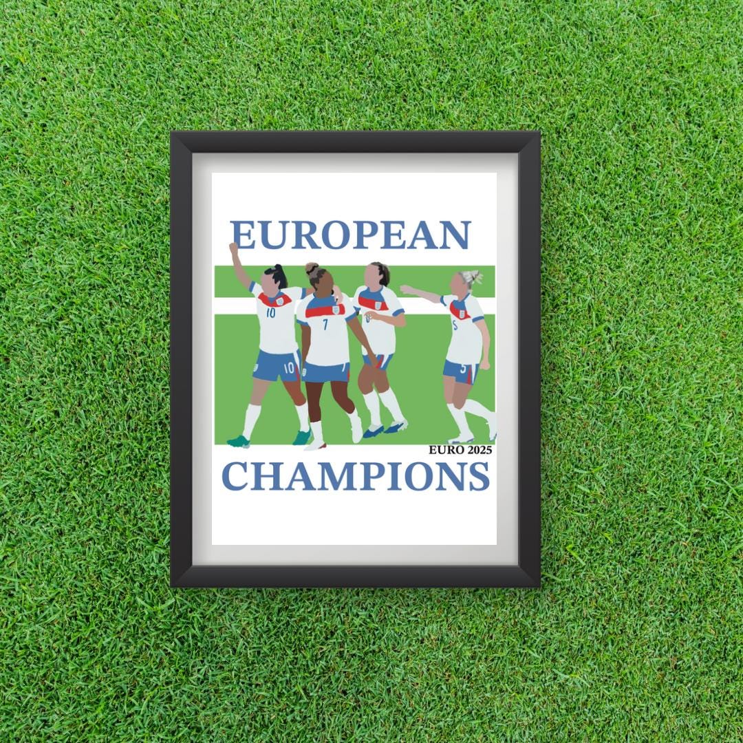 England Lionesses Poster: Football Art, European Champions (digital ...
