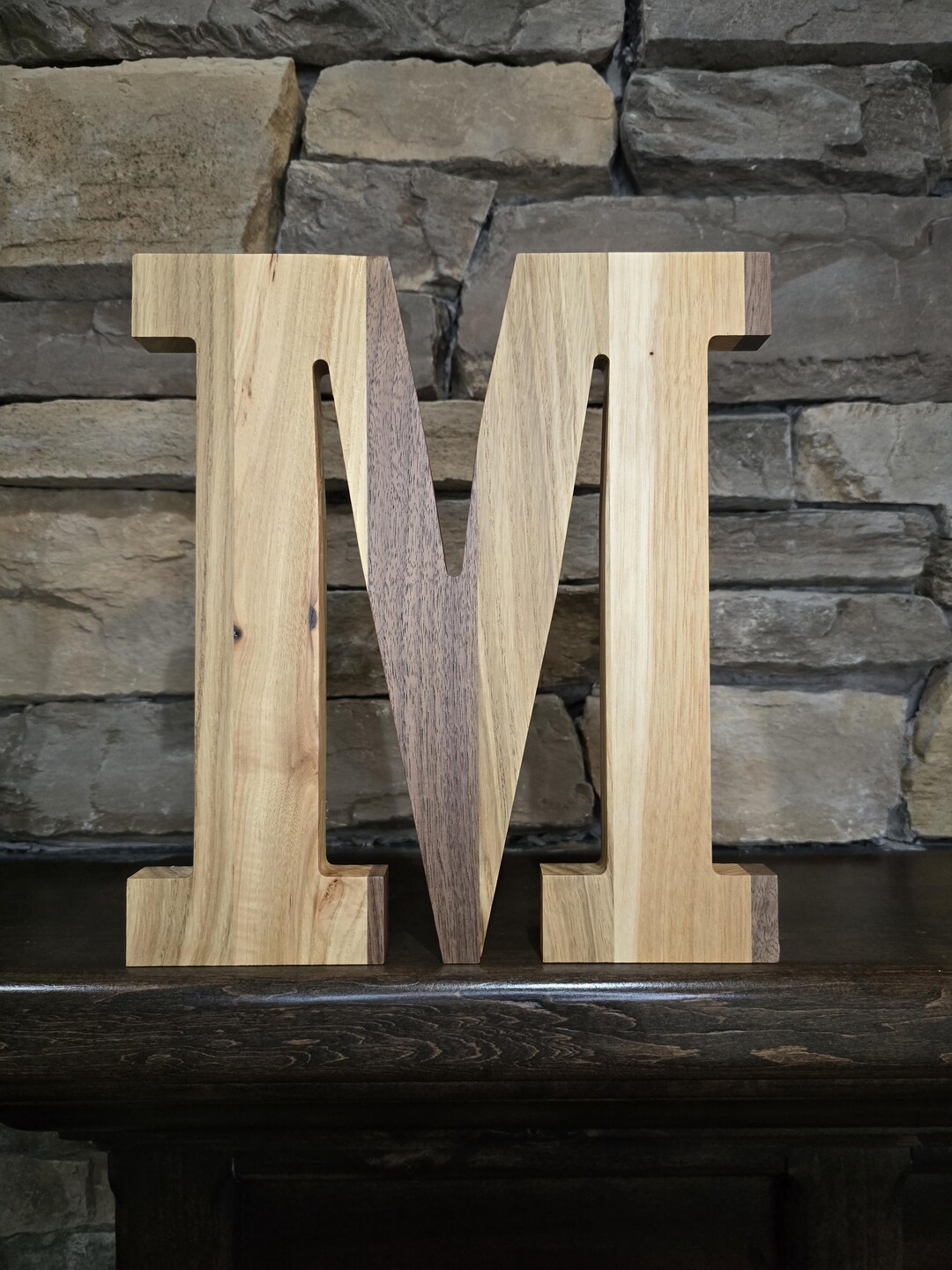 Letter M in Solid Hardwood! Custom Made From Hickory, Walnut, and Oak ...
