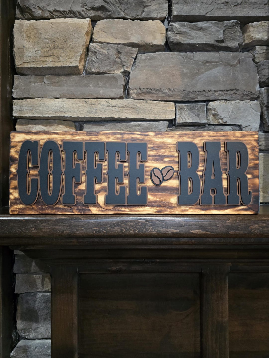 Handcrafted Wooden 'COFFEE BAR' Sign! Fire-charred to Bring Out a Warm ...