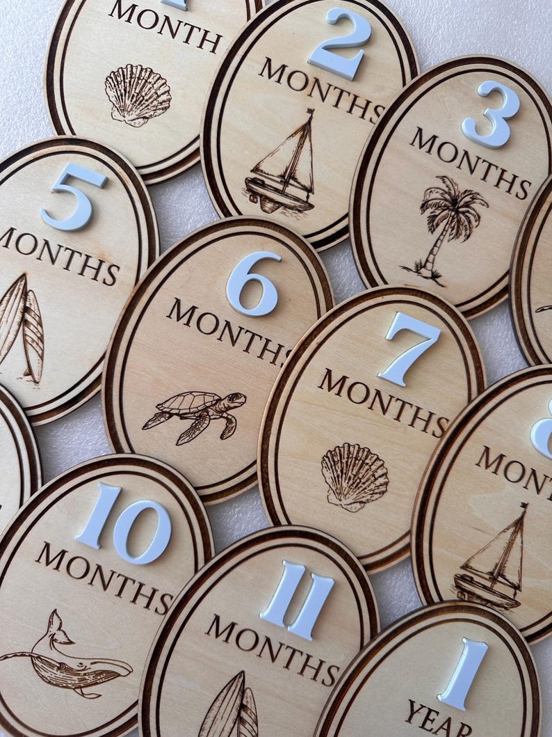 Wooden Milestone Cards: Photo Prop, 3D Numbers, Baby Milestones ...