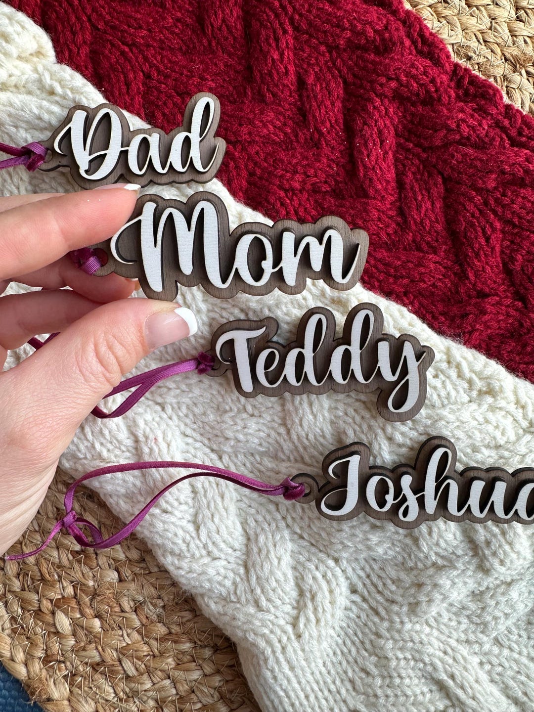 Personalized Wooden Stocking Tag – Engraved Holiday Name Tag - Etsy