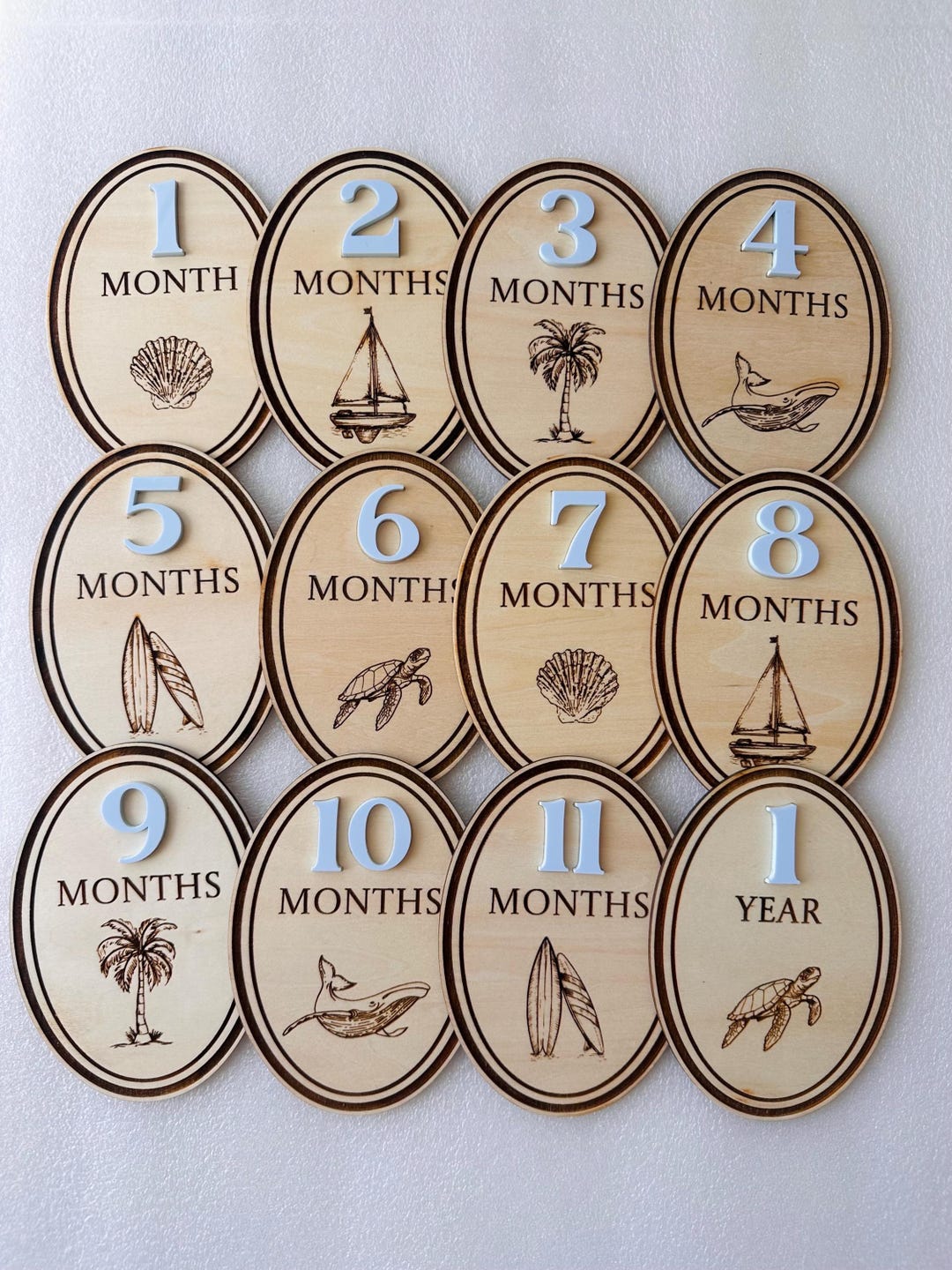 Wooden Milestone Cards: Photo Prop, 3D Numbers, Baby Milestones ...