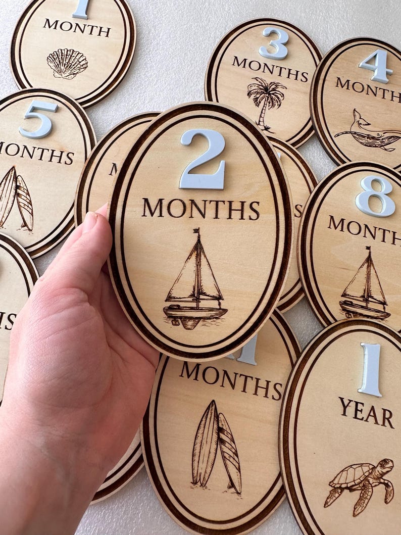 Wooden Milestone Cards: Photo Prop, 3D Numbers, Baby Milestones ...