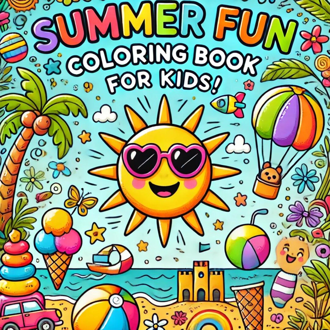 Summer Fun Coloring Book for Kids - Digital Download - Etsy
