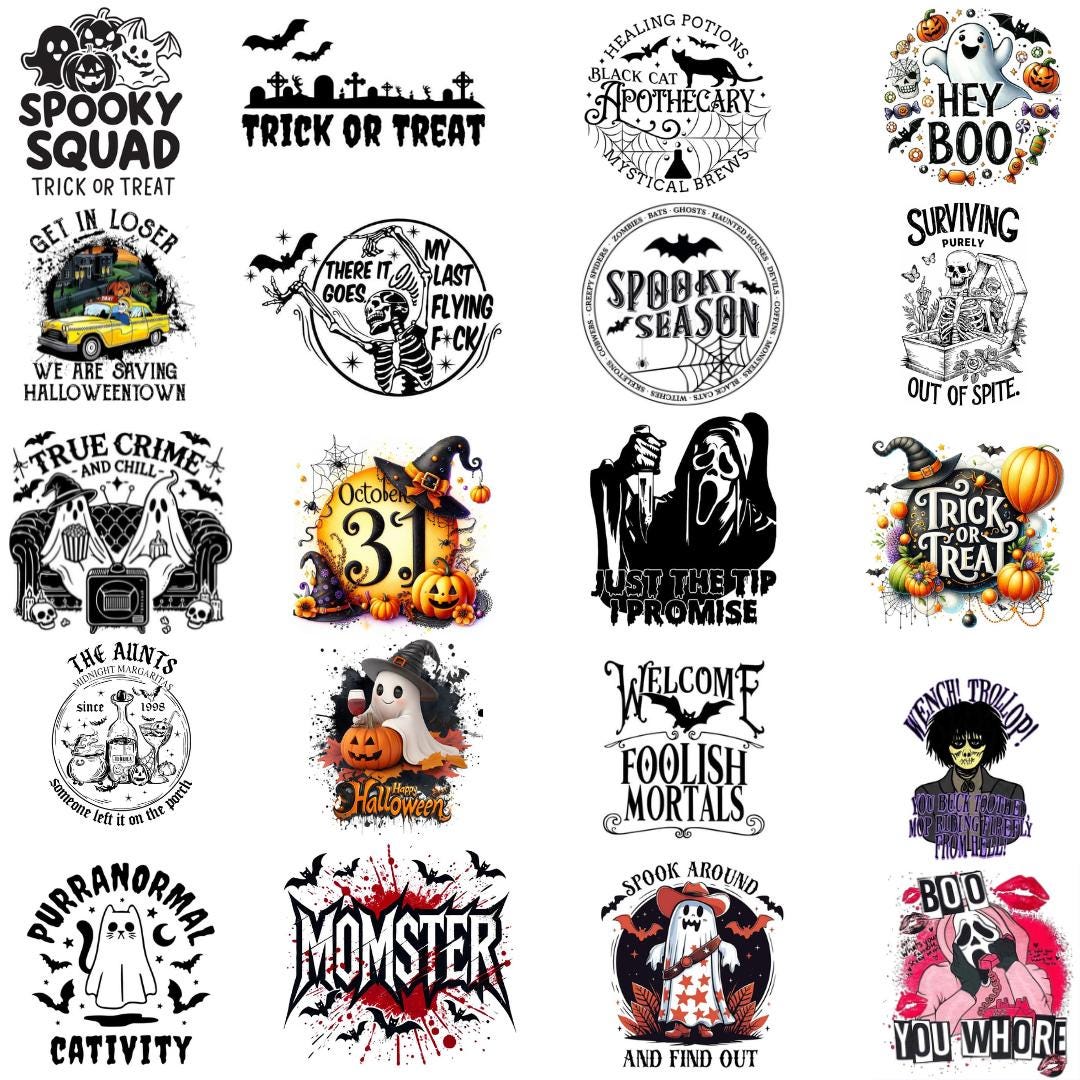 Spooky Halloween Clipart Bundle: PNG Digital Download - Etsy