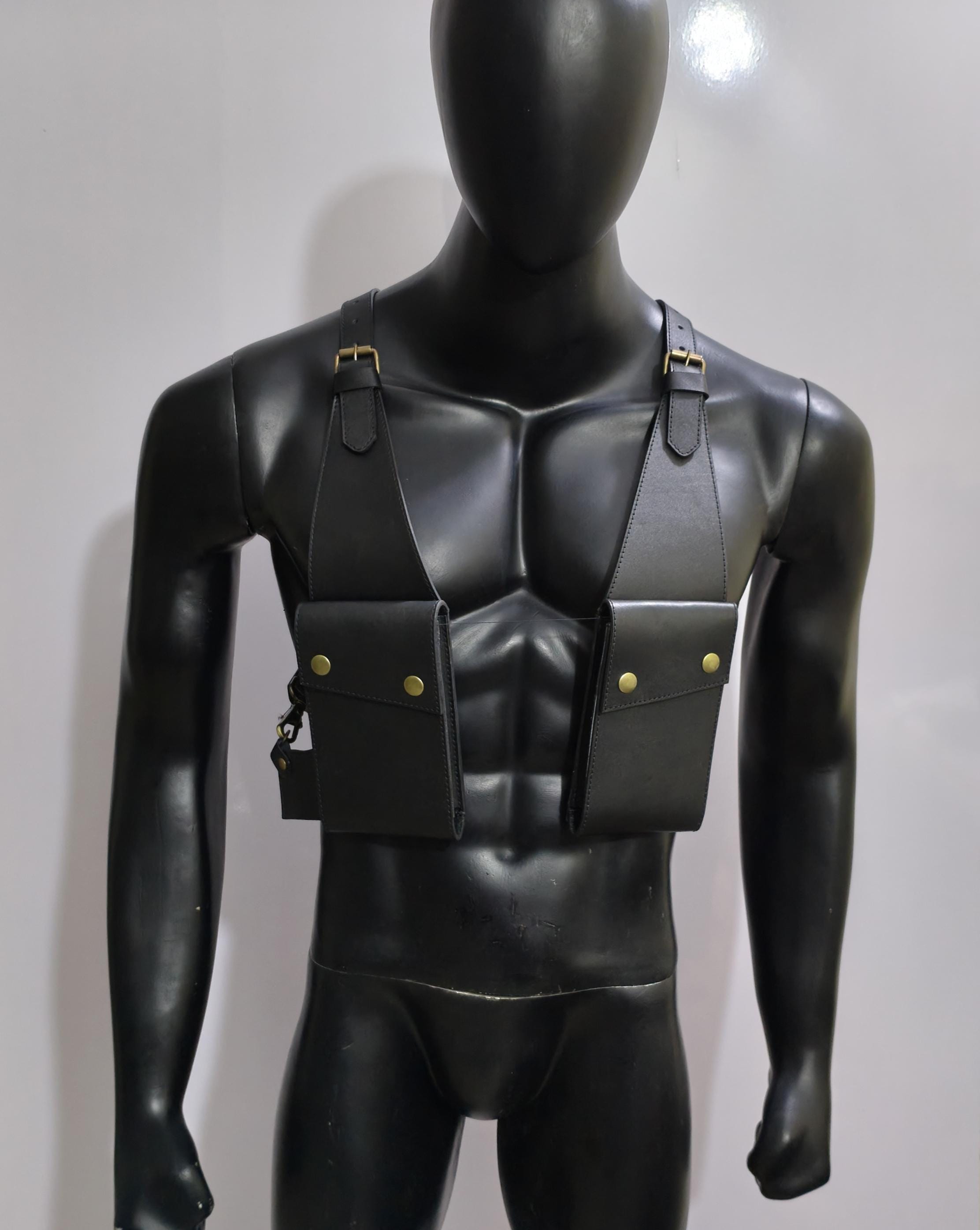 Men's Leather Chest Rig Utility Harness Bag - Etsy