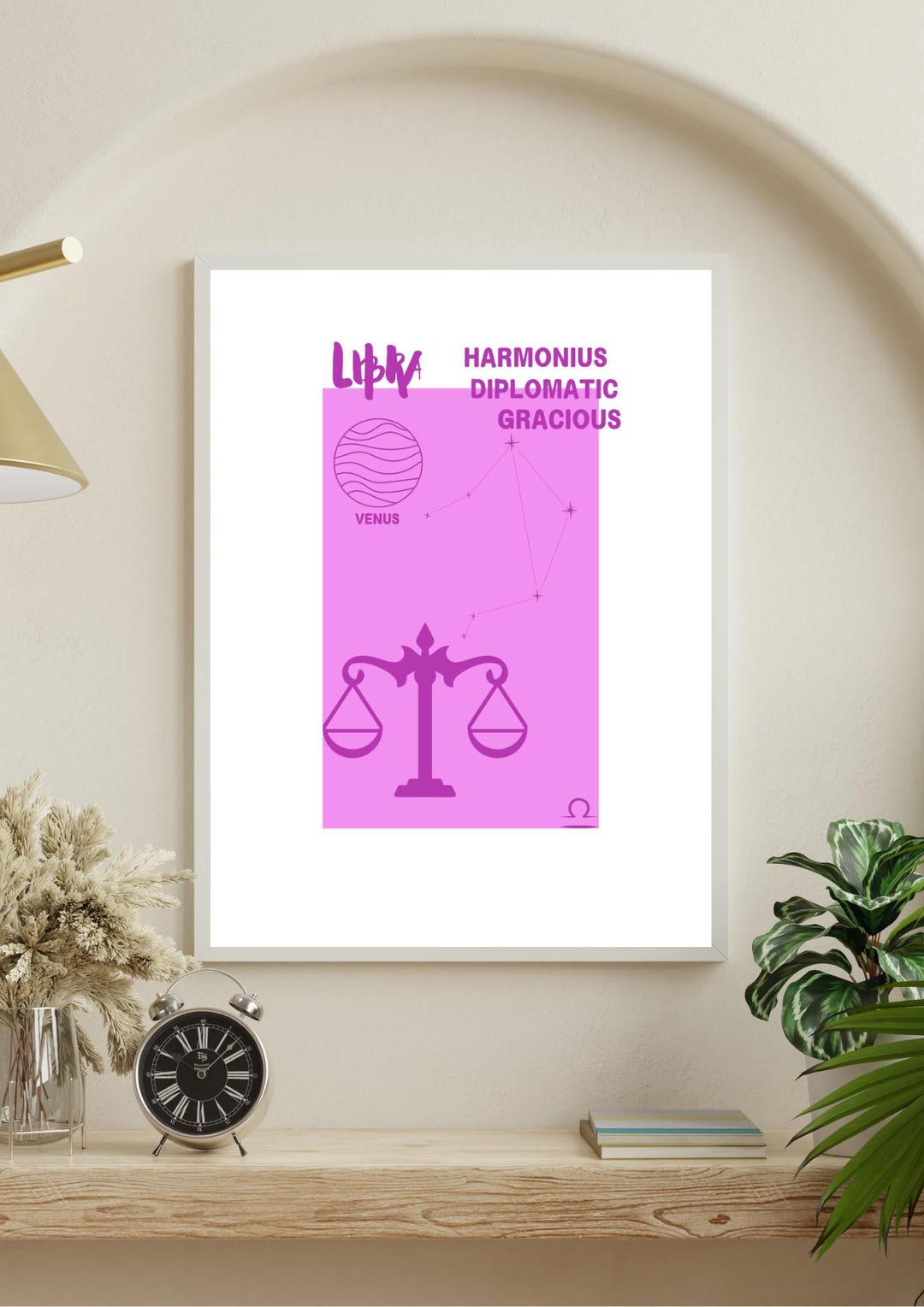 Libra Zodiac Sign Wall Art, Air Sign Constellation Poster, Venus Planet ...