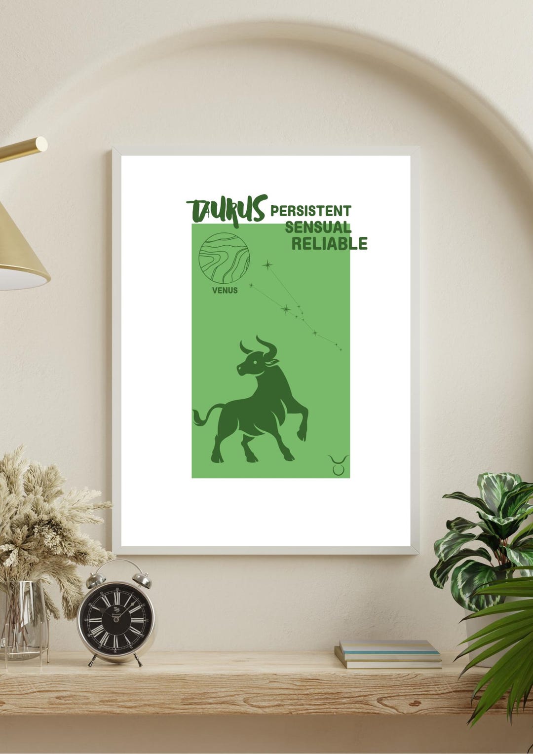 Taurus Zodiac Wall Art, Green Astrology Poster, Earthy Taurus Traits ...