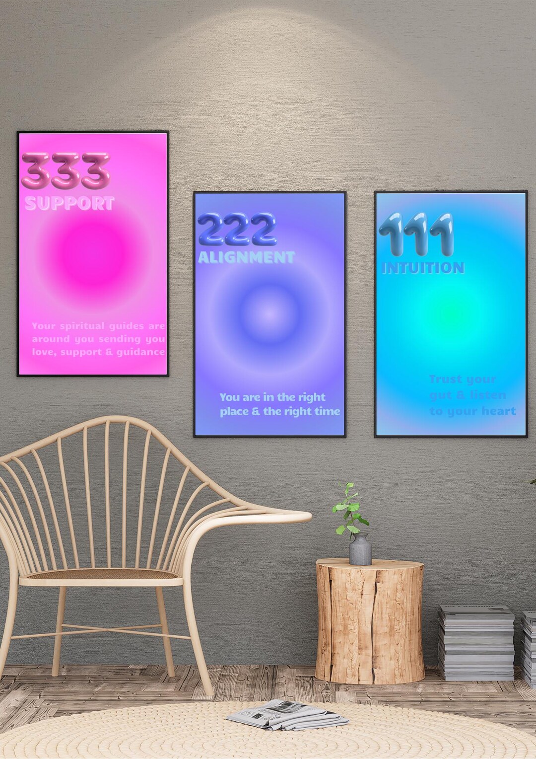 Set of 3 Angel Numbers Posters – Spiritual Wall Art, Numerology Prints ...