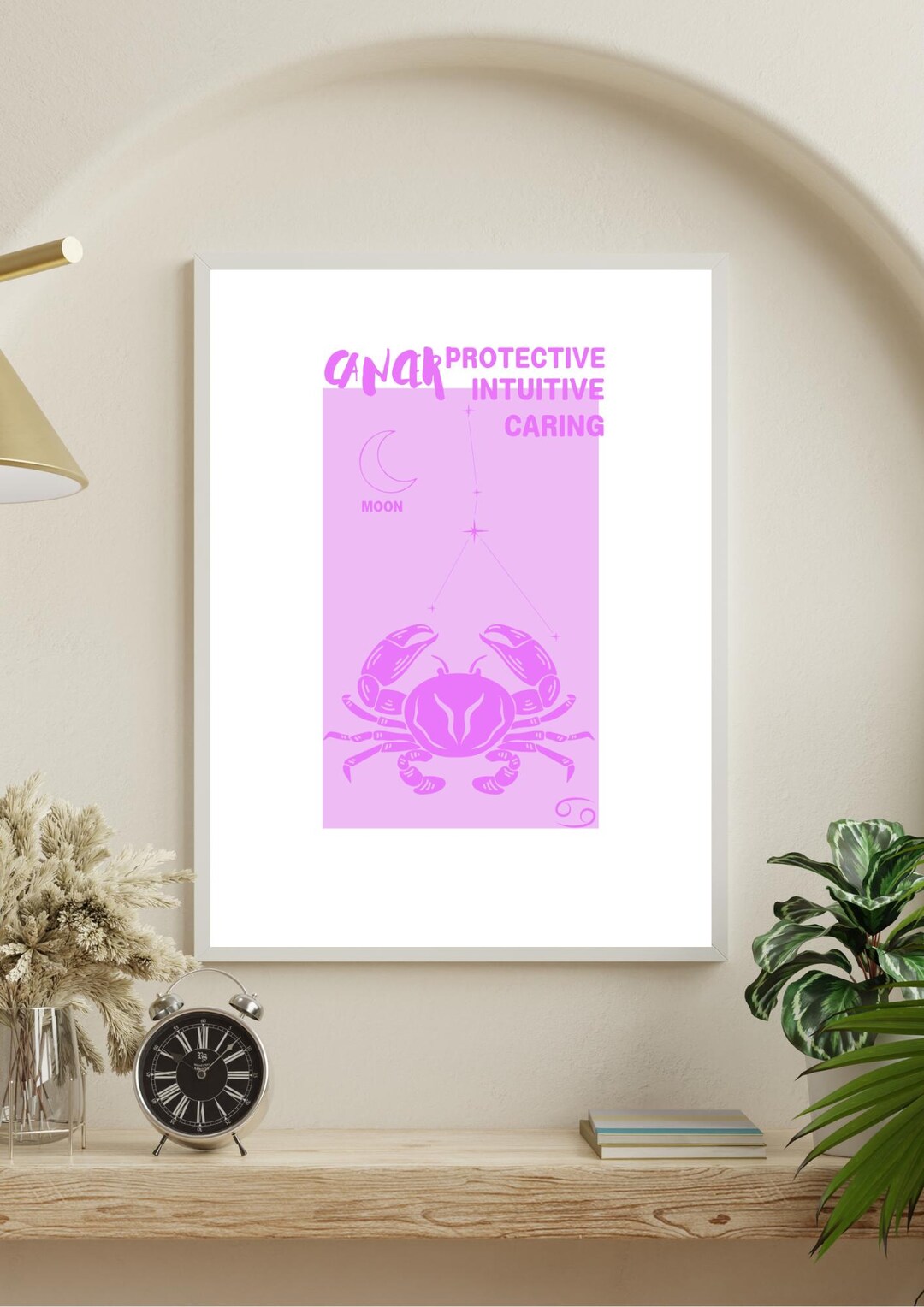 Cancer Zodiac Poster, Intuitive Moon Sign Print, Astrology Wall Art ...