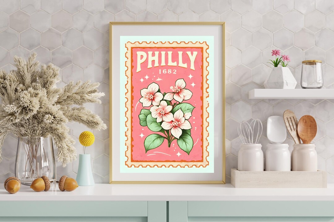 Philly Floral Digital Art Print – Instant Download | Vintage Stamp ...