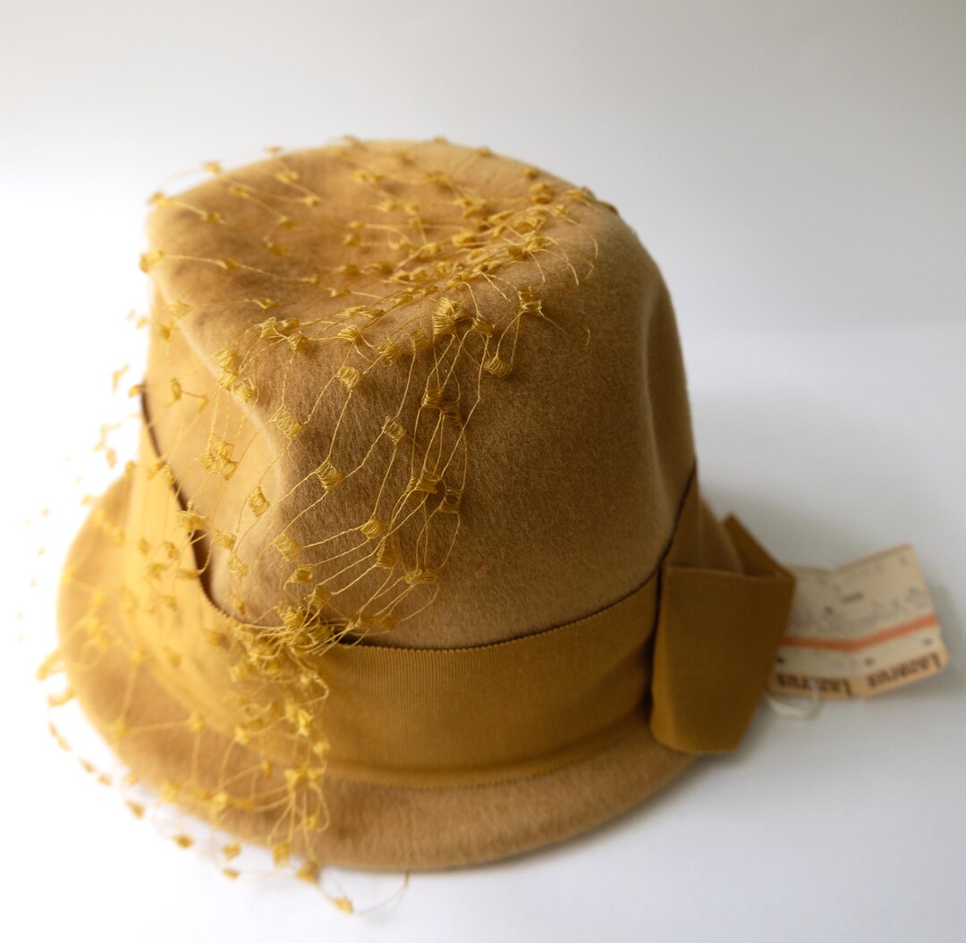 1970s Glenover Yellow Wool Cloche Hat With Netting - Etsy
