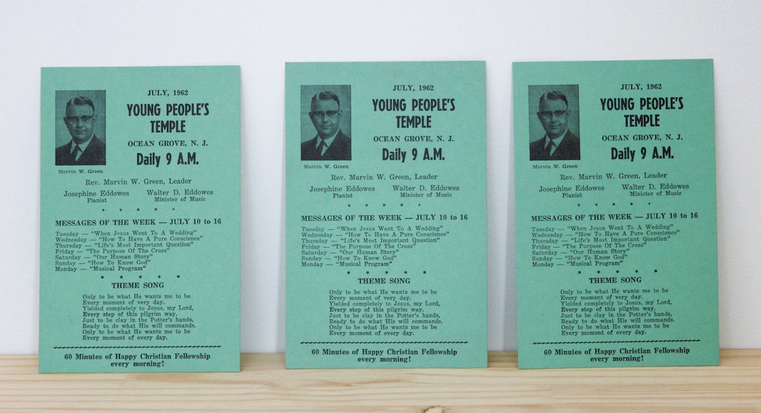 1960s Advertising Flyers Young People's Temple Ocean Grove New Jersey ...
