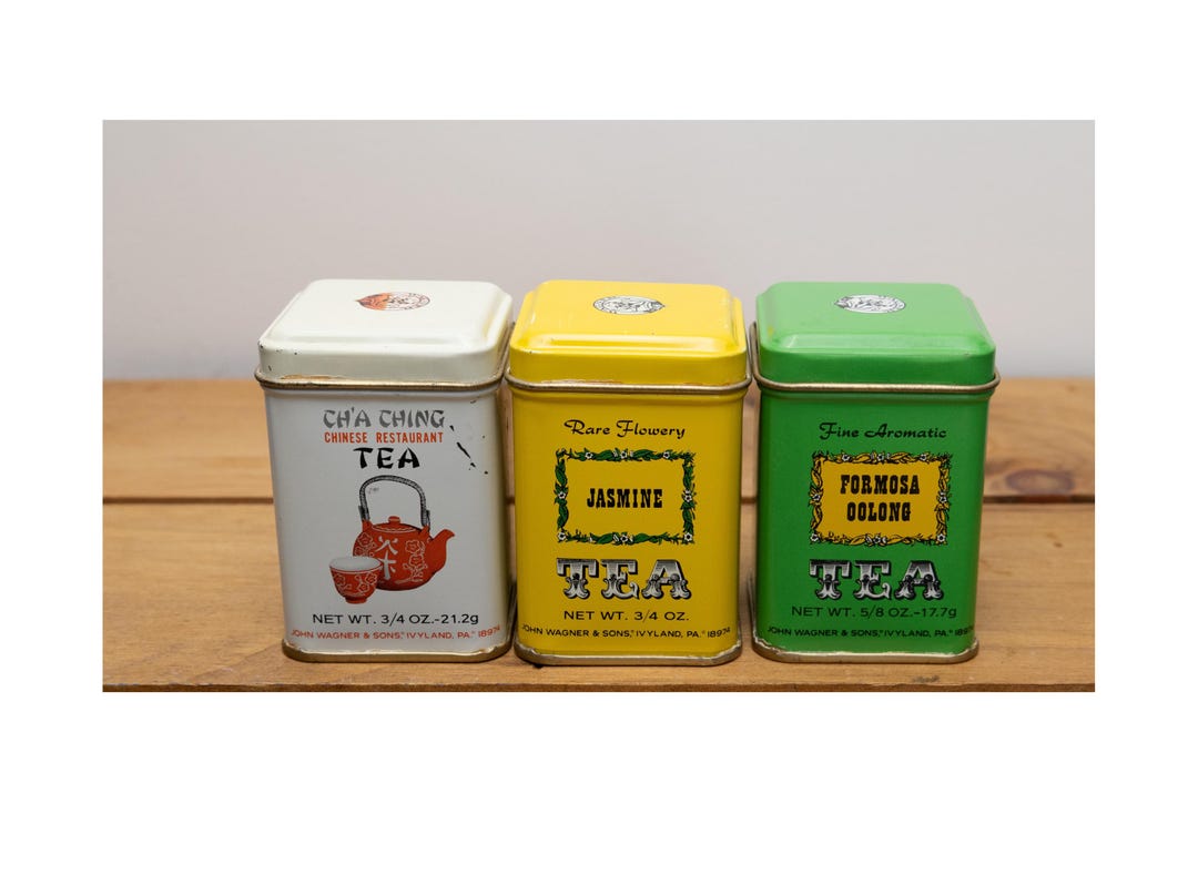 Vintage John Wagner Tea Tins | Small Metal Kitchen Boxes - Etsy UK