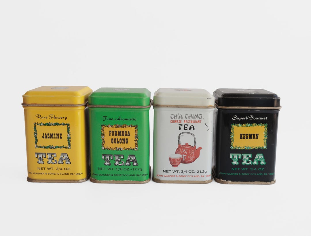 Vintage John Wagner Tea Tins Small Metal Kitchen Boxes - Etsy