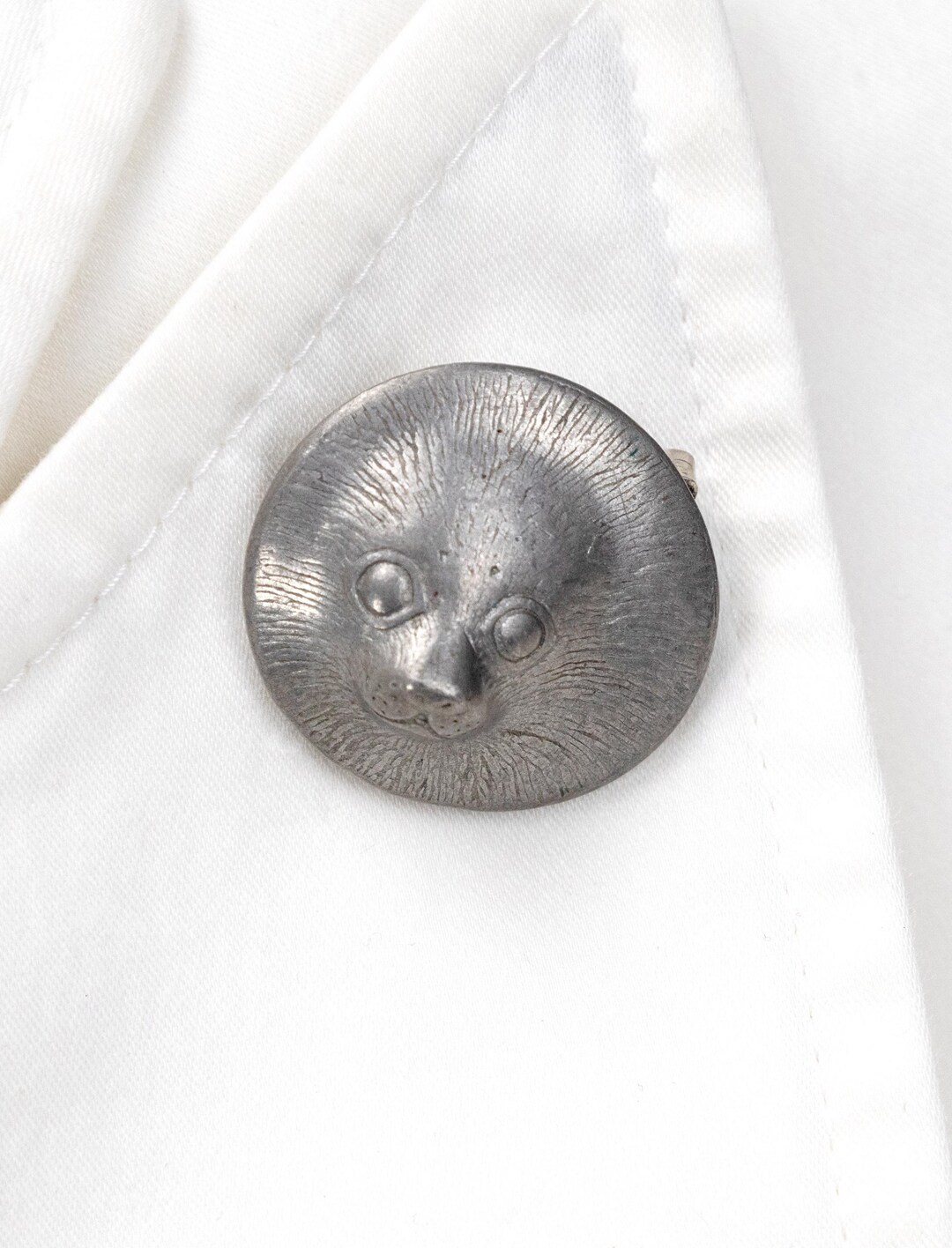 Vintage Baby Seal Face Pin Silver Metal - Etsy