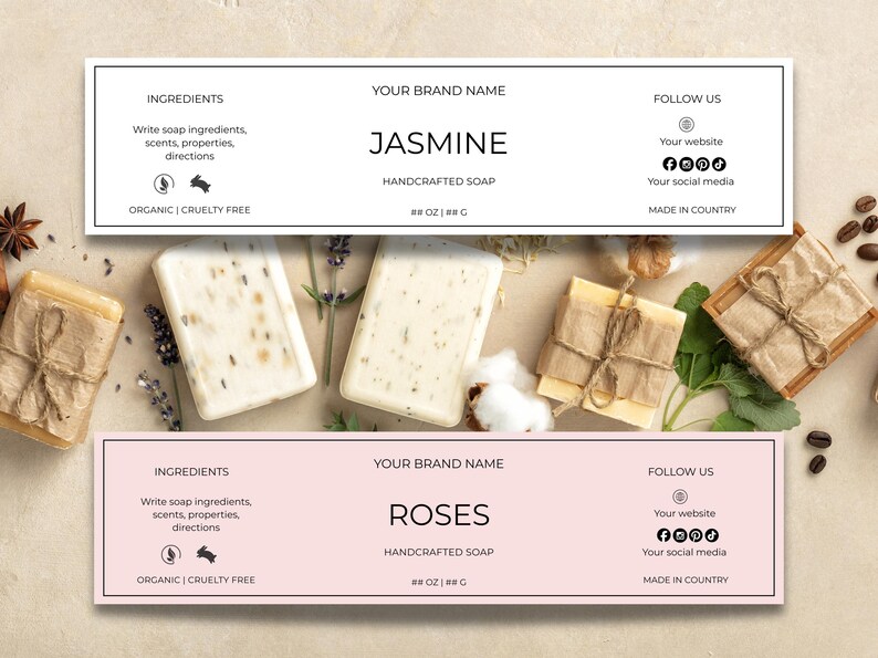 Editable Soap Label Canva Template | Minimalist Soap Bar Wrapper, Belly ...