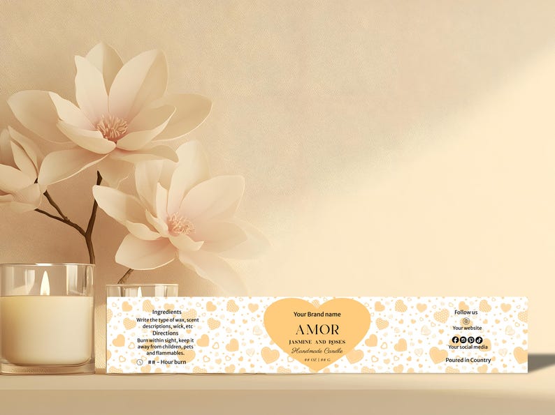 Editable Candle Jar Label Canva Template | Handmade Candle Belly Band ...