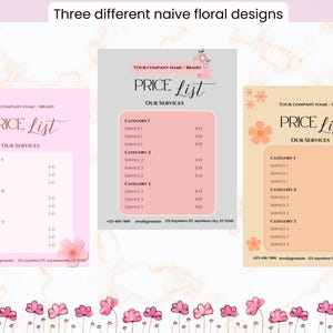 Editable Floral Price List Template | Custom Pricing Sheet Canva | DIY ...