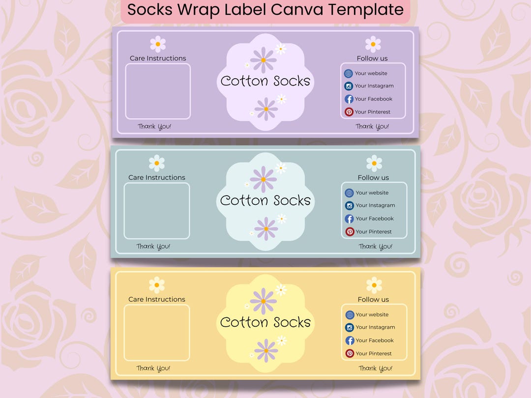 Editable Socks Label Canva Template | Printable Wrapping for Baby Socks ...