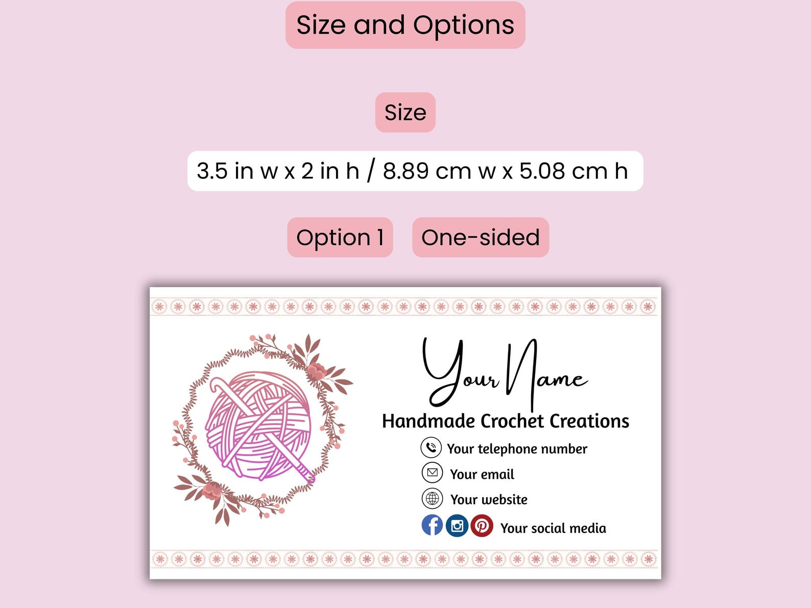 Editable Crochet Business Card Canva Template | Crocheter Business Card ...