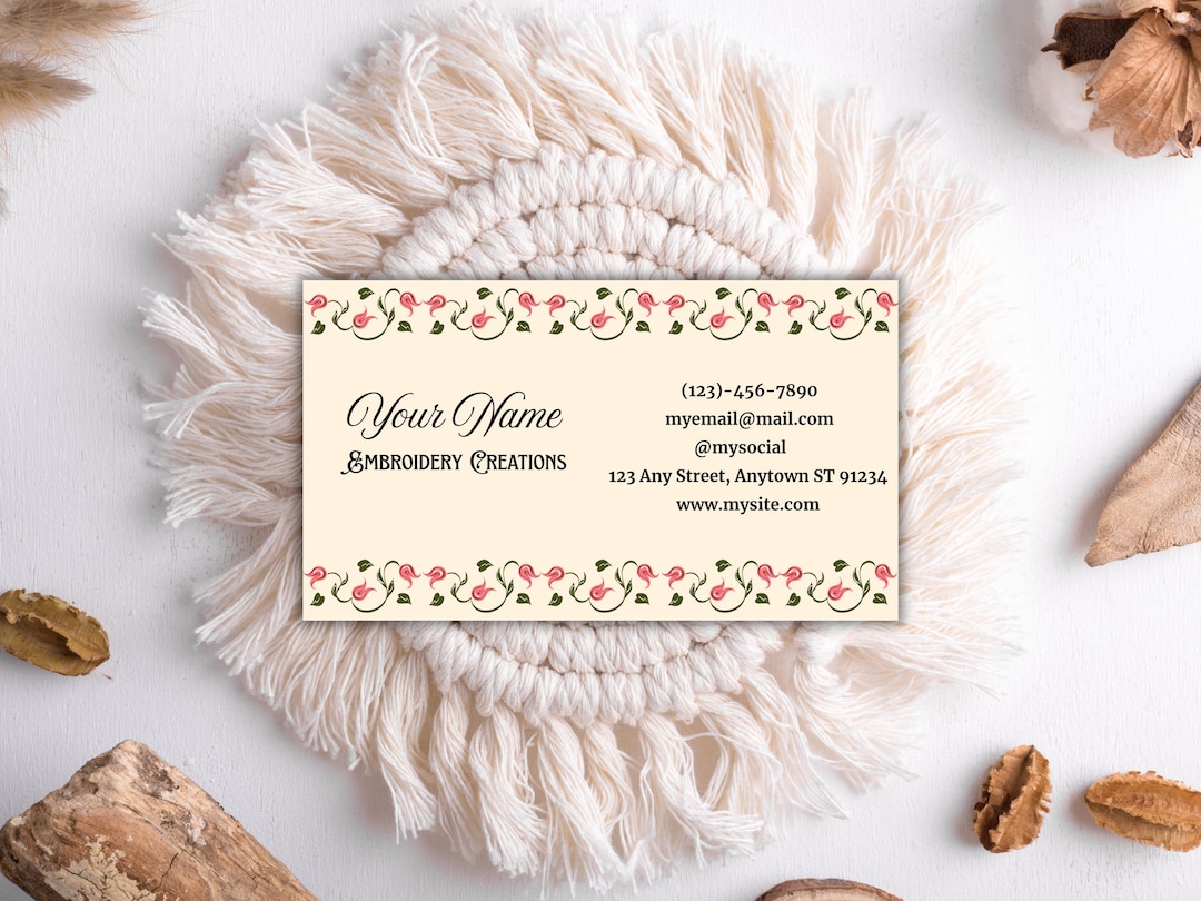 Editable Embroidery Business Card Canva Template | DIY Handsewing ...