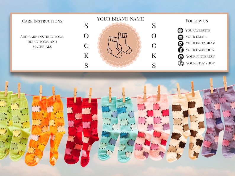 Editable Socks Label Canva Template | Socks Sleeve Wrap Label | Wrap ...