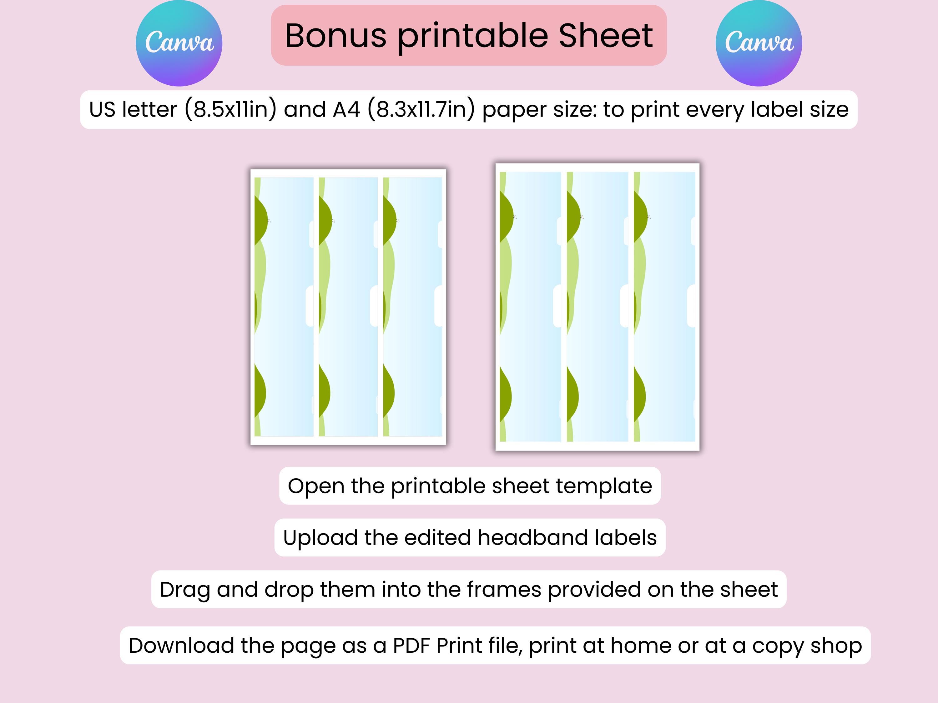 Editable Headband Wrap Label Canva Template |DIY Hairband Wrapper ...