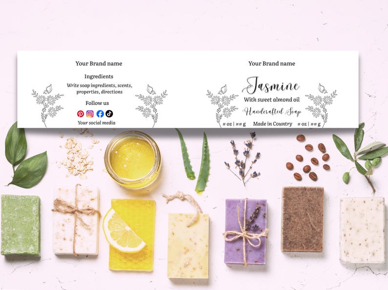 Editable Soap Label Canva Template | Soap Bar Wrapper | Handcrafted ...