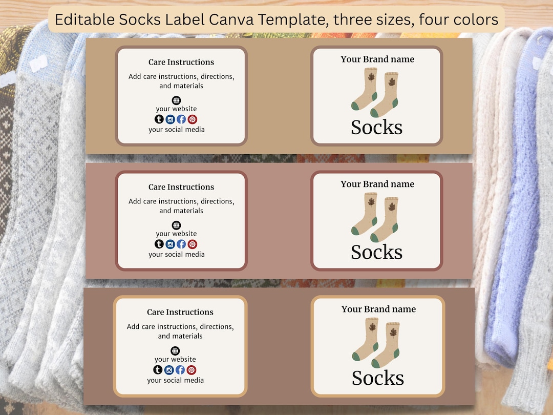 Editable Socks Label Canva Template | Socks Wrapper and Tags | 3 Sizes ...