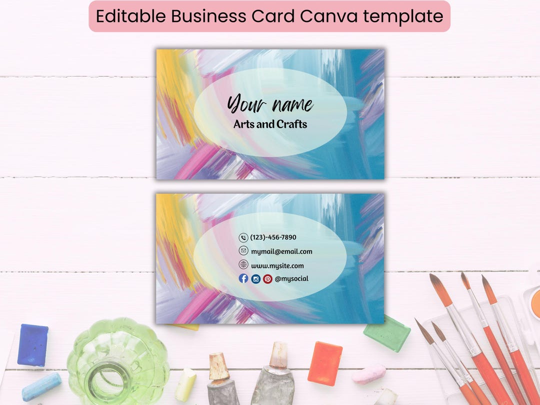 Editable Crafters Business Card Canva Template | Arts and Crafts ...