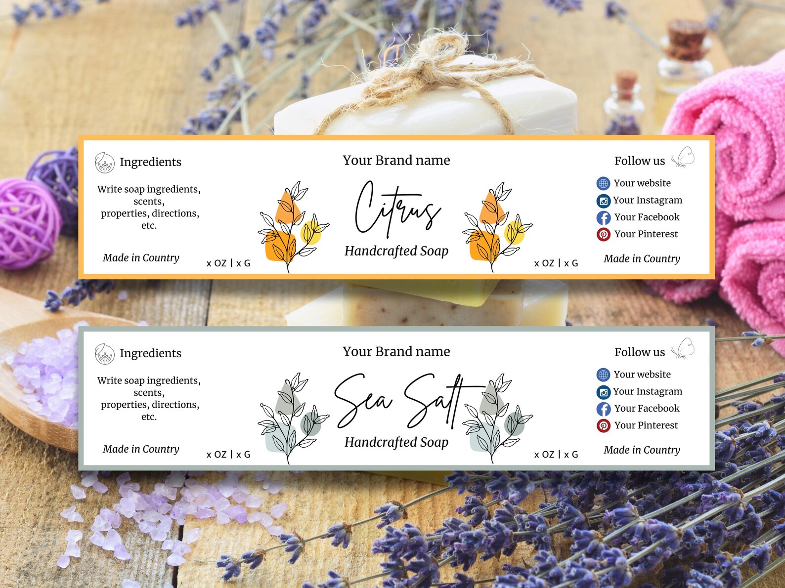 Soap Label Canva Template | Editable Soap Bar Wrap Label | Soap ...