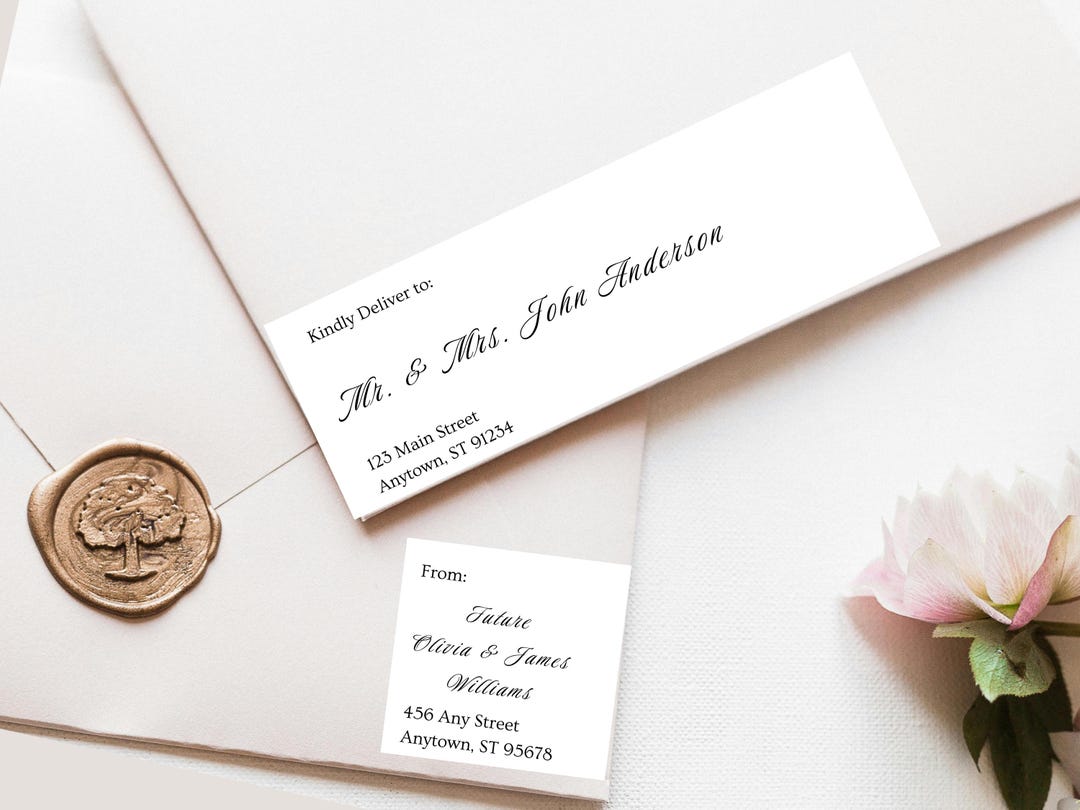 Editable Wrap-around Envelope Label Template | Wedding Envelope Label Canva | Custom Address ...