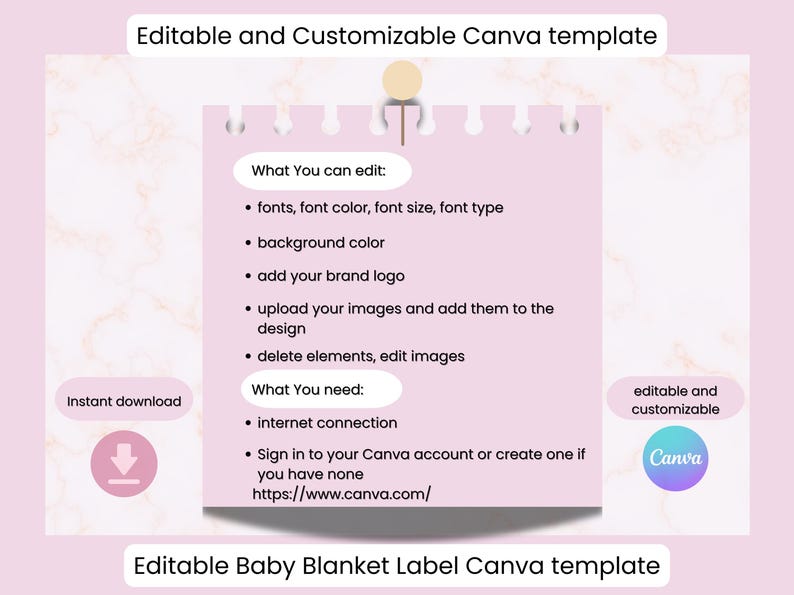 Editable Baby Blanket Label Canva Template | Baby Blanket Belly Band ...