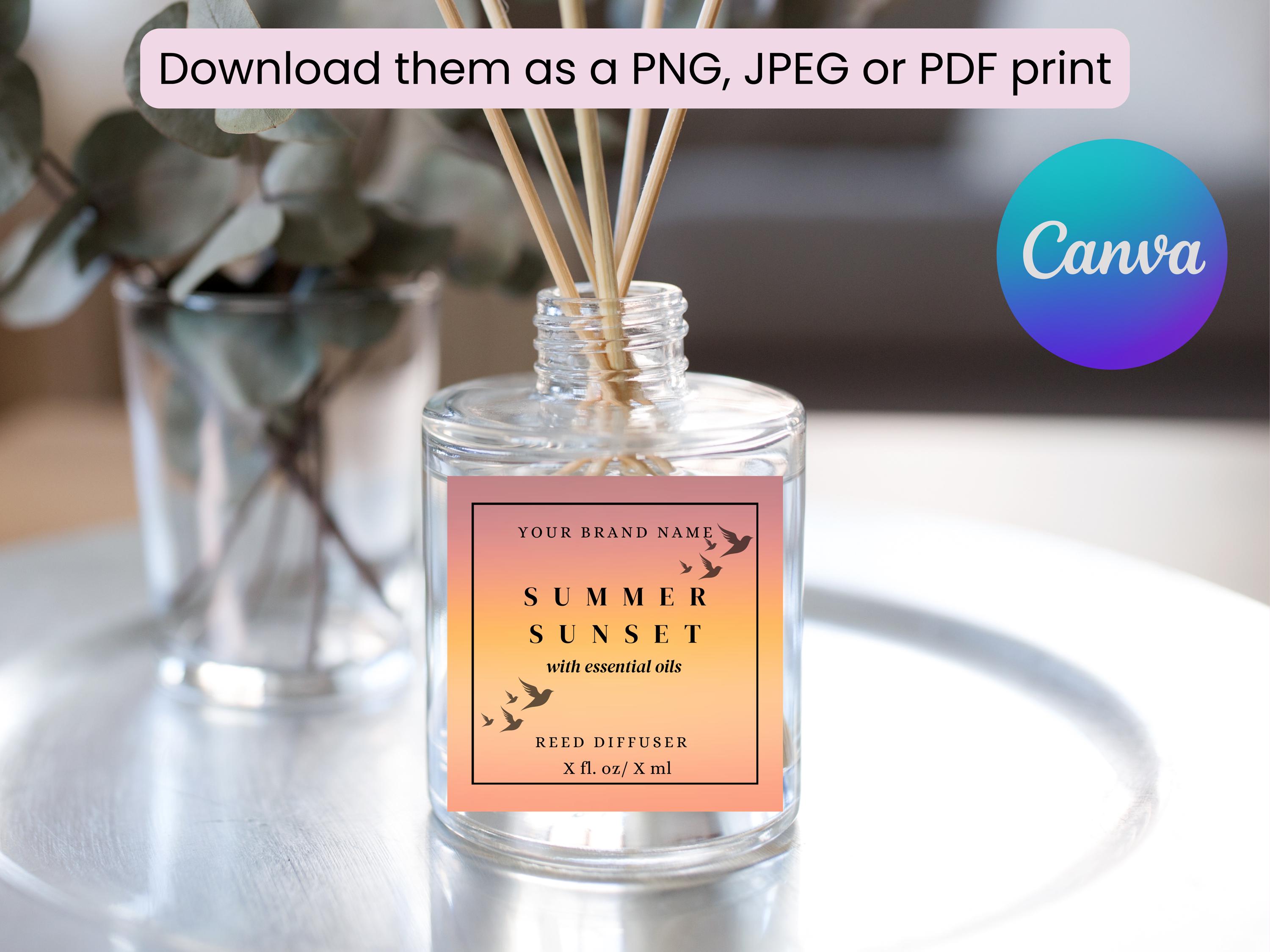 Reed Diffuser Label Canva Template | Editable Label for Spa Products ...