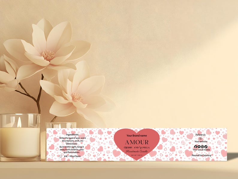 Editable Candle Jar Label Canva Template | Handmade Candle Belly Band ...