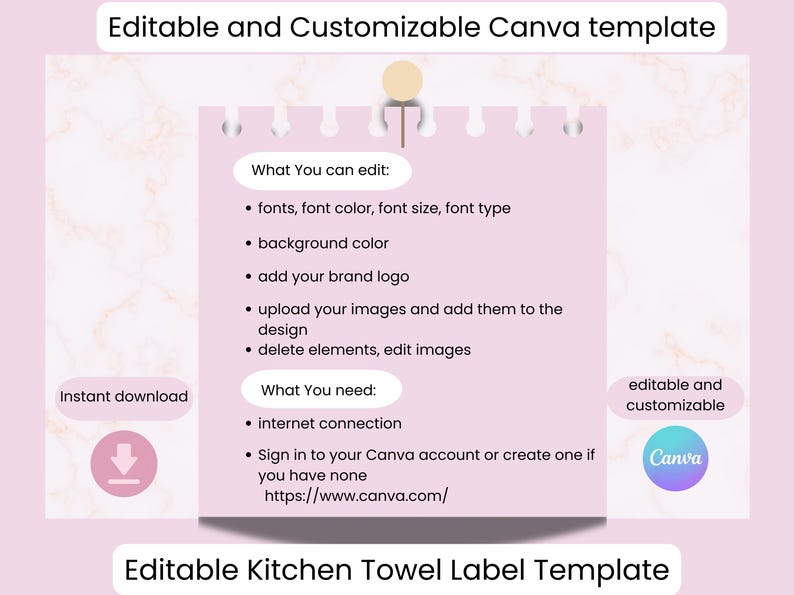Editable Kitchen Towel Label Canva Template | Kitchen Linen Branding ...
