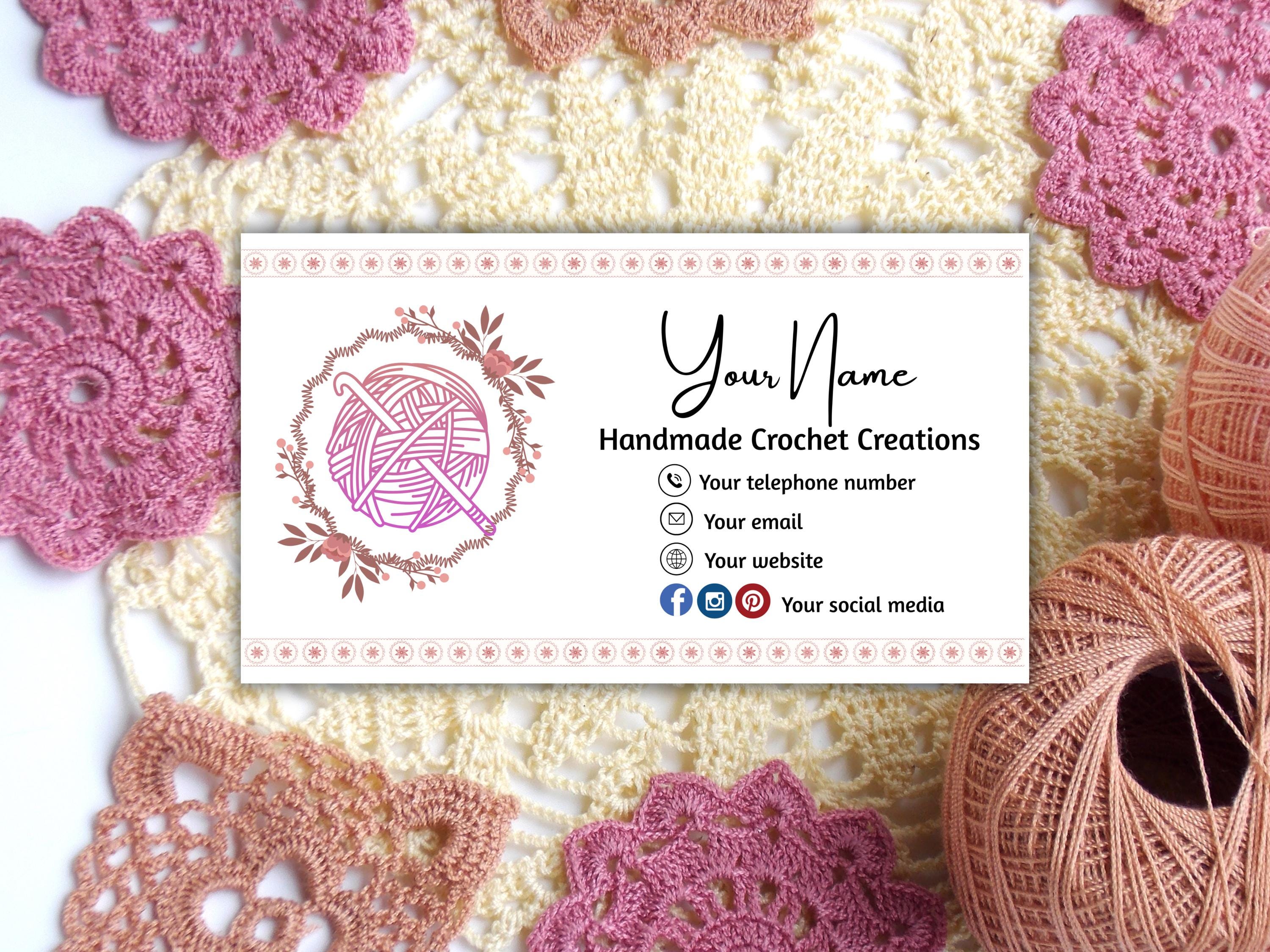 Editable Crochet Business Card Canva Template | Crocheter Business Card ...