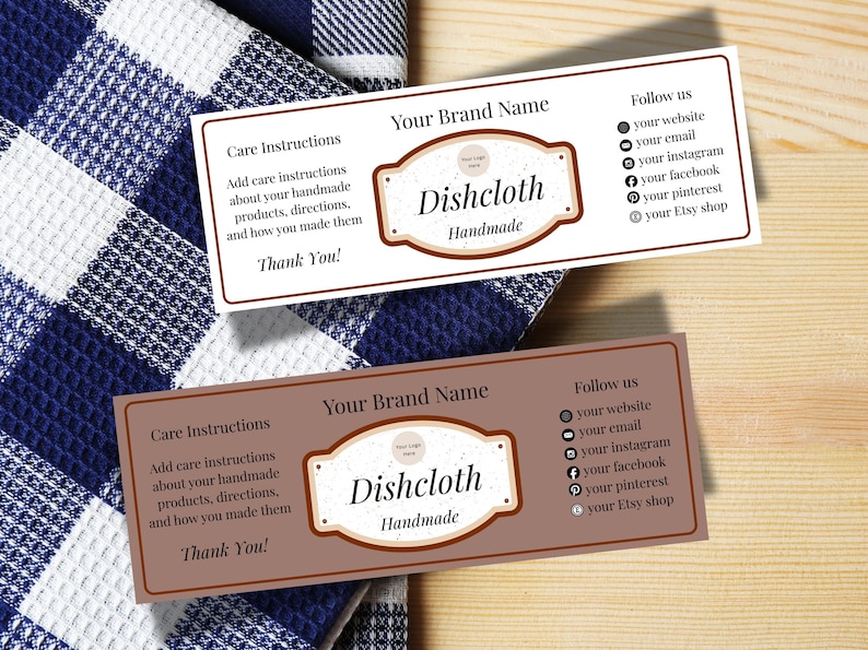 Editable Dishcloth Label Canva Template | Handmade Dishcloth Wrapper ...
