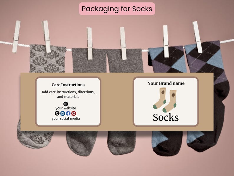Editable Socks Label Canva Template | Socks Wrapper and Tags | 3 Sizes ...